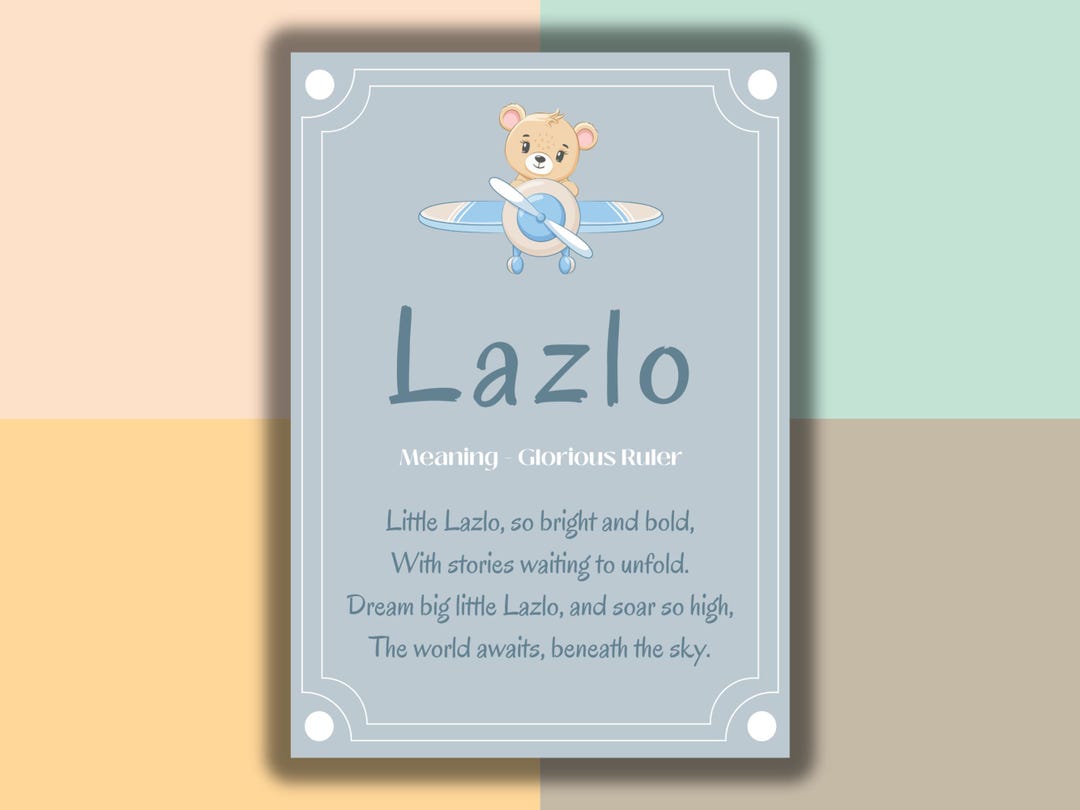 Lazlo Name Meaning Printable Personalized Nursery Print Baby Boy Wall ...