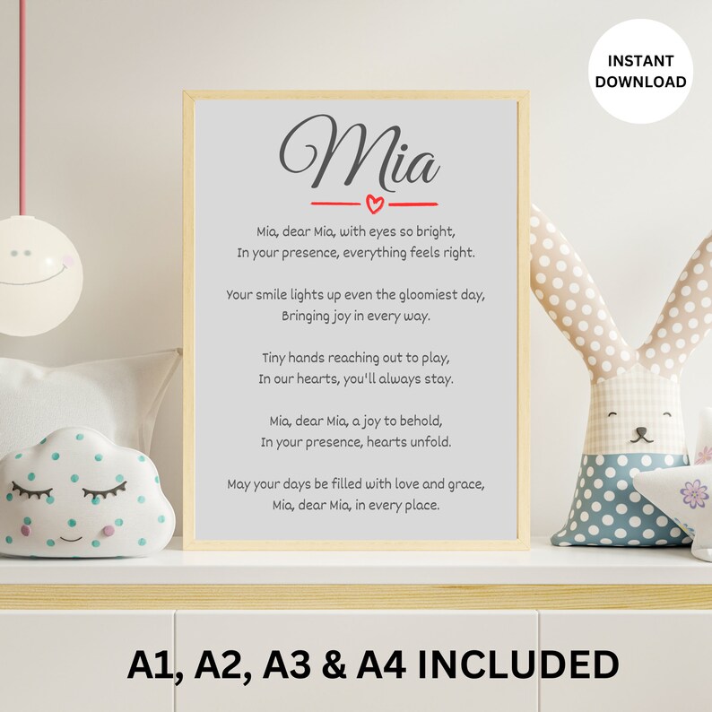 Mia Personalized Poem Little Girl Room Nursery Decor Personalized Gift ...