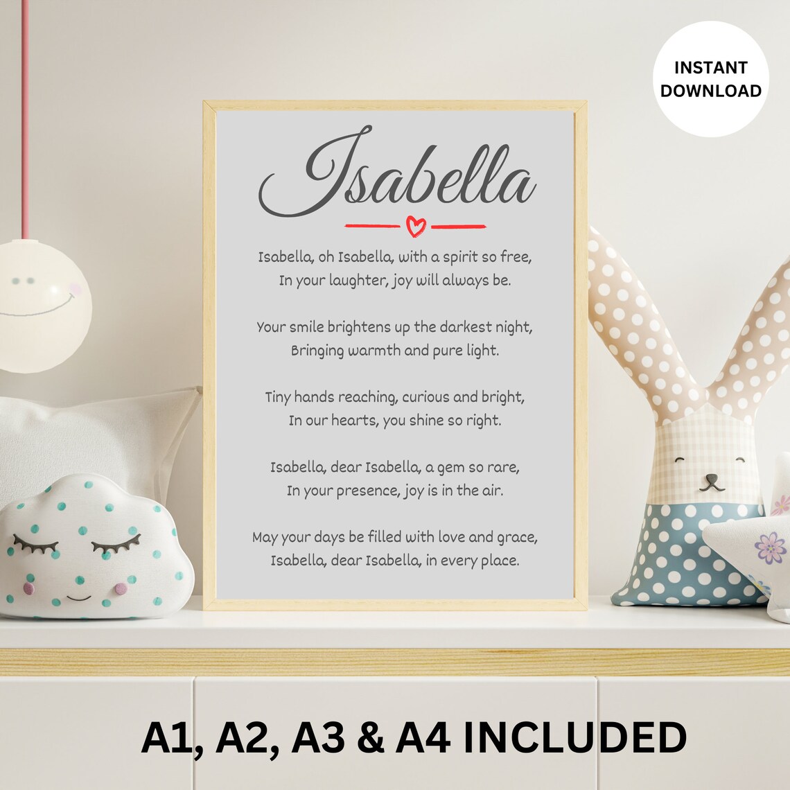 Isabella Personalized Poem Perfect for Nursery Decor Printable Wall Art ...