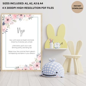 Nyx Personalized Poem Nursery Decor Print Personalized Gift Printable ...