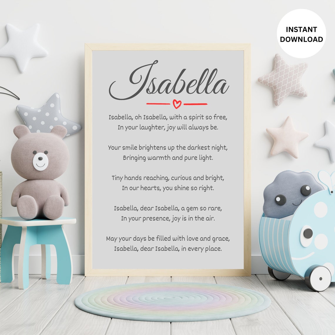 Isabella Personalized Poem Perfect for Nursery Decor Printable Wall Art ...