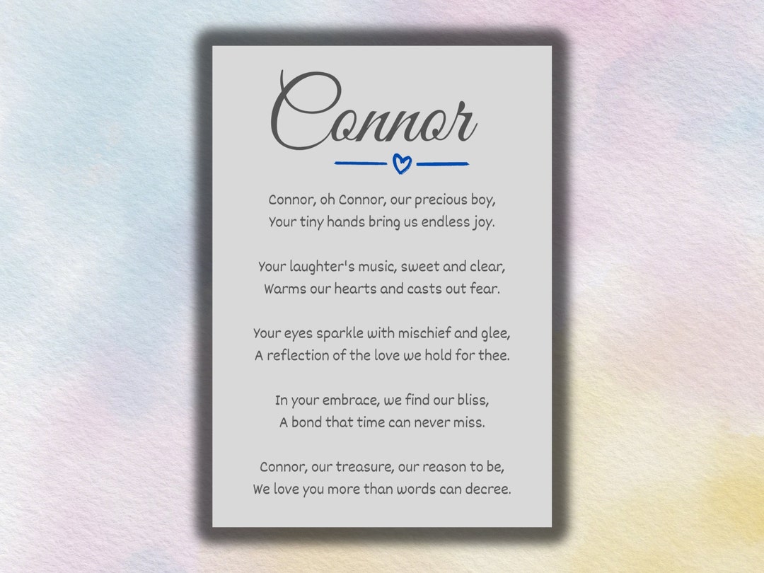 Connor Personalized Poem Nursery Decor Baby Gift Baby Shower Wall Art ...