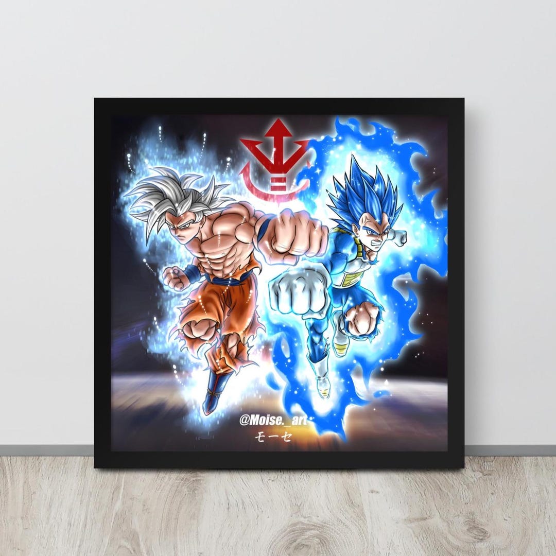Goku Ultra Instinct & Vegeta Blue Evolution | Framed Poster - Etsy