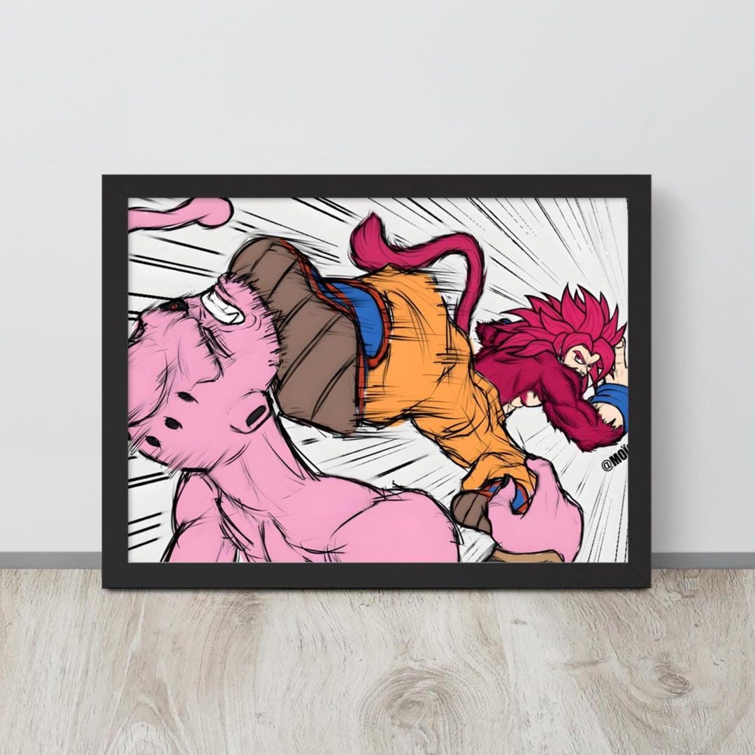 Goku SSJ4 (Daima) vs Kid Buu | Poster en Papier Mat Encadré - Etsy France
