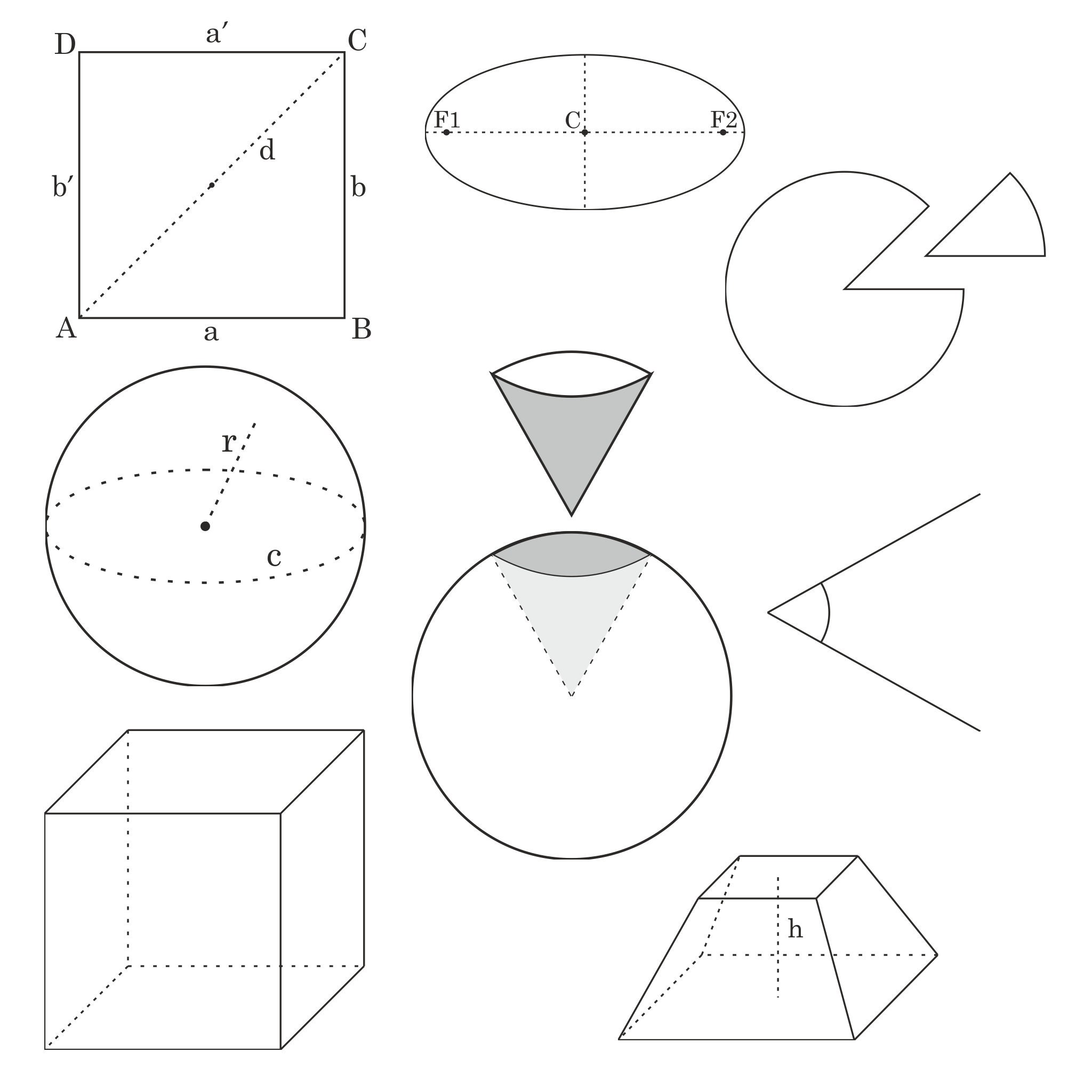 Geometric Shapes plane Figures, Solid Figures. Vector Art in a Single ...