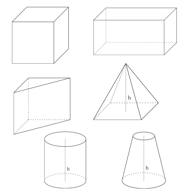 Geometric Shapes (plane Figures, Solid Figures). Vector Art in a Single ...