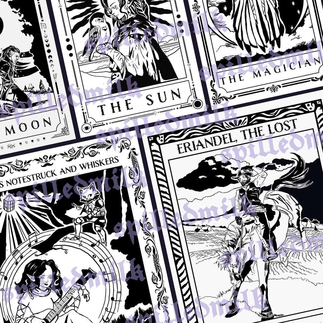 Digital Custom Tarot Cards in the Style of Lino Print - Etsy