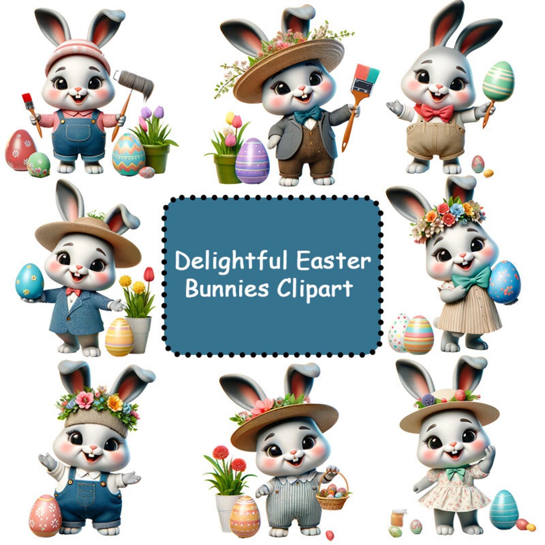 Delightful Easter Bunnies Clipart, A Perfect Gift for Spring ...