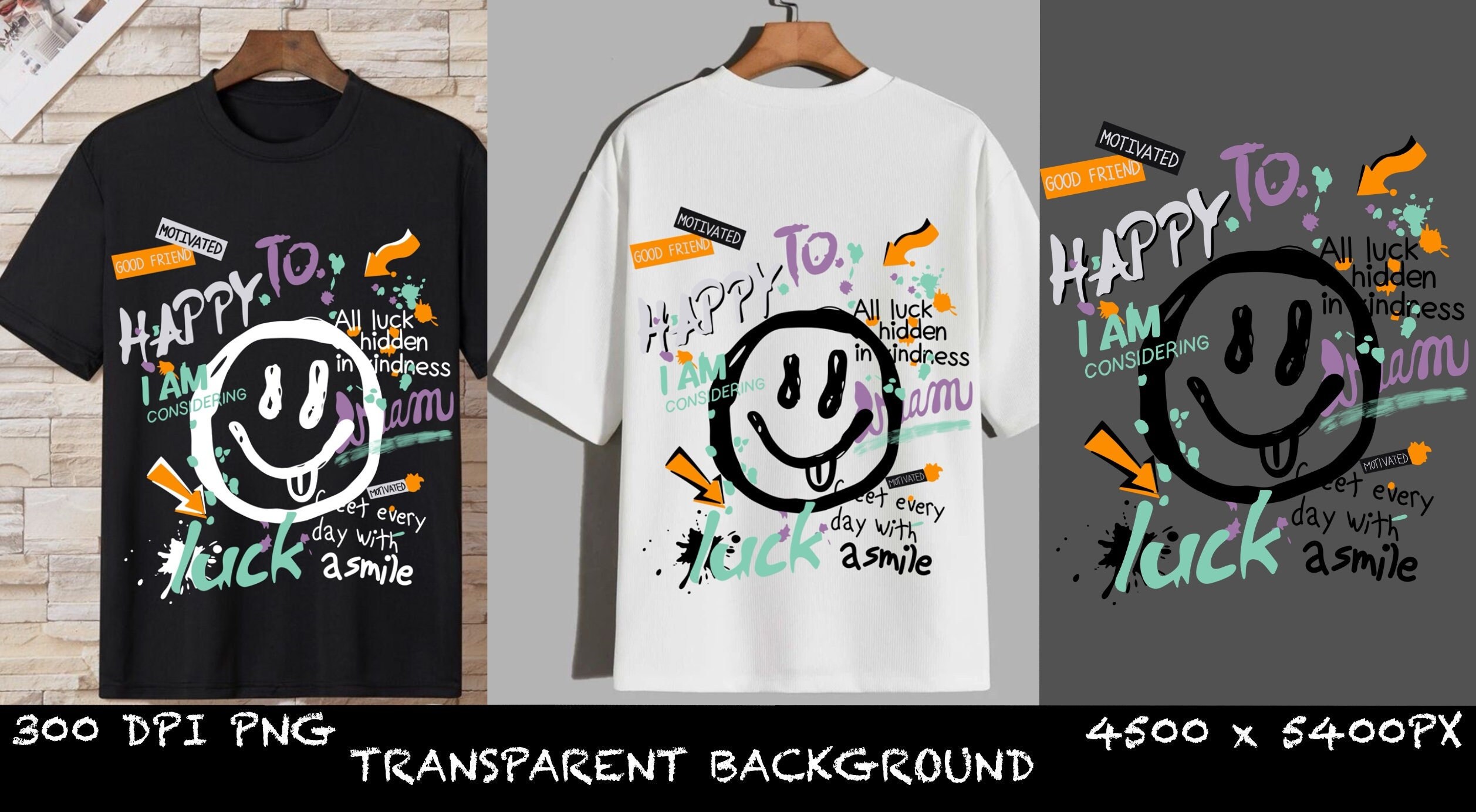 PNG Image Smiley Face Transparent Background Comercial Use DTF Print ...