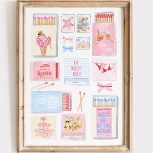 Coastal Hand Painted Matchbox Pastel Print Vintage Matchbox Print Retro ...