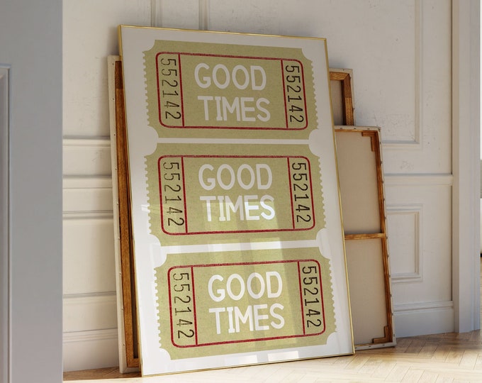 Good Times Ticket Poster Pink Wall Art Prints Retro Bedroom Decor ...