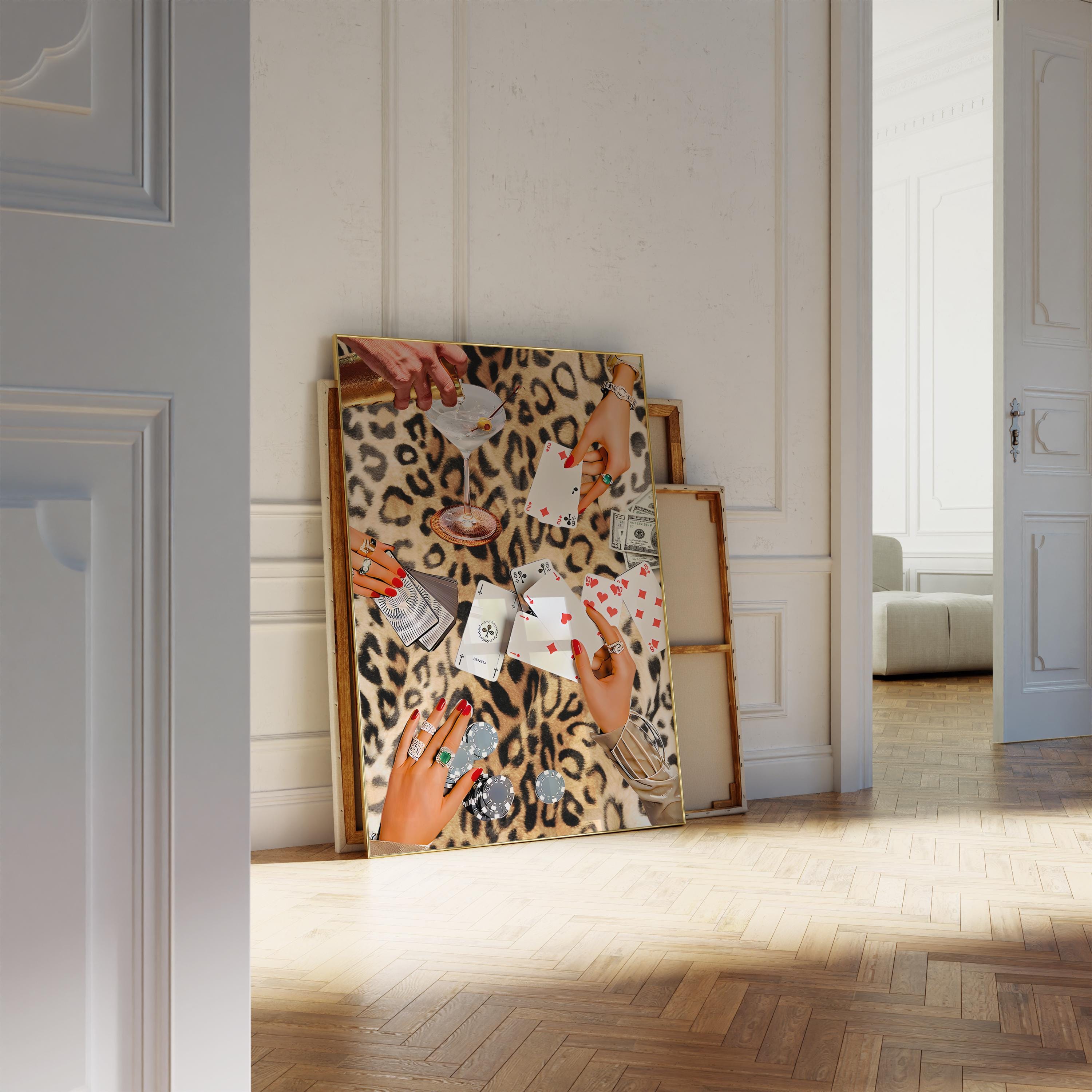 Vintage Leopard Cheetah Print Playing Cards Wall Print Retro Poker ...