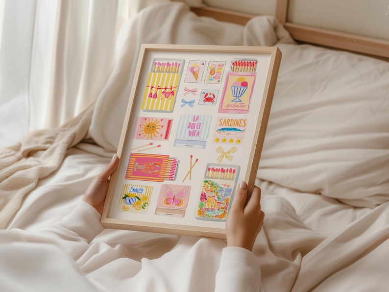 Coastal Hand Painted Matchbox Pastel Print Matchbox Print Matches ...