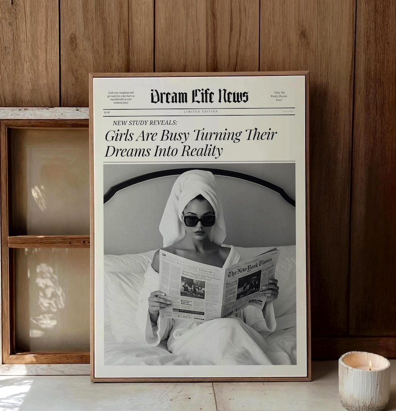 Newspaper It Girl Print: Black and White Trendy Wall Art (digital ...