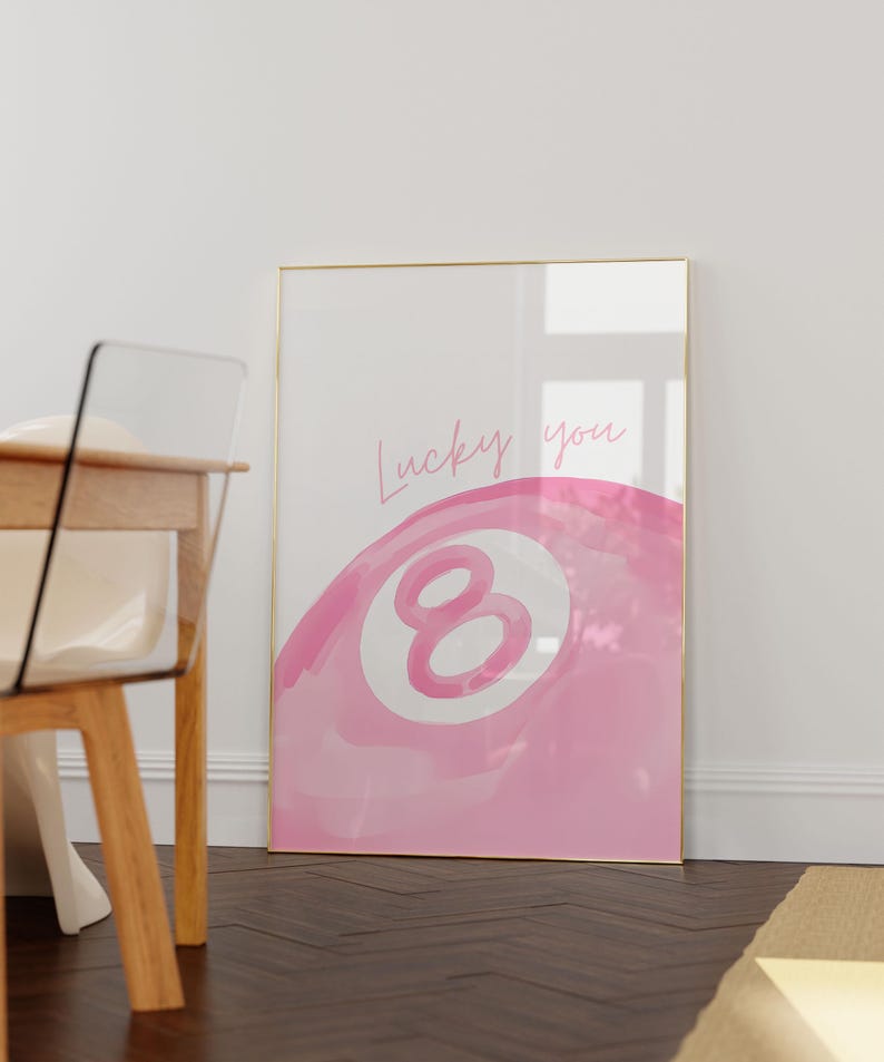 8 Ball Retro Print Aesthetic Posters Cool Wall Art Apartment Decor Pink ...