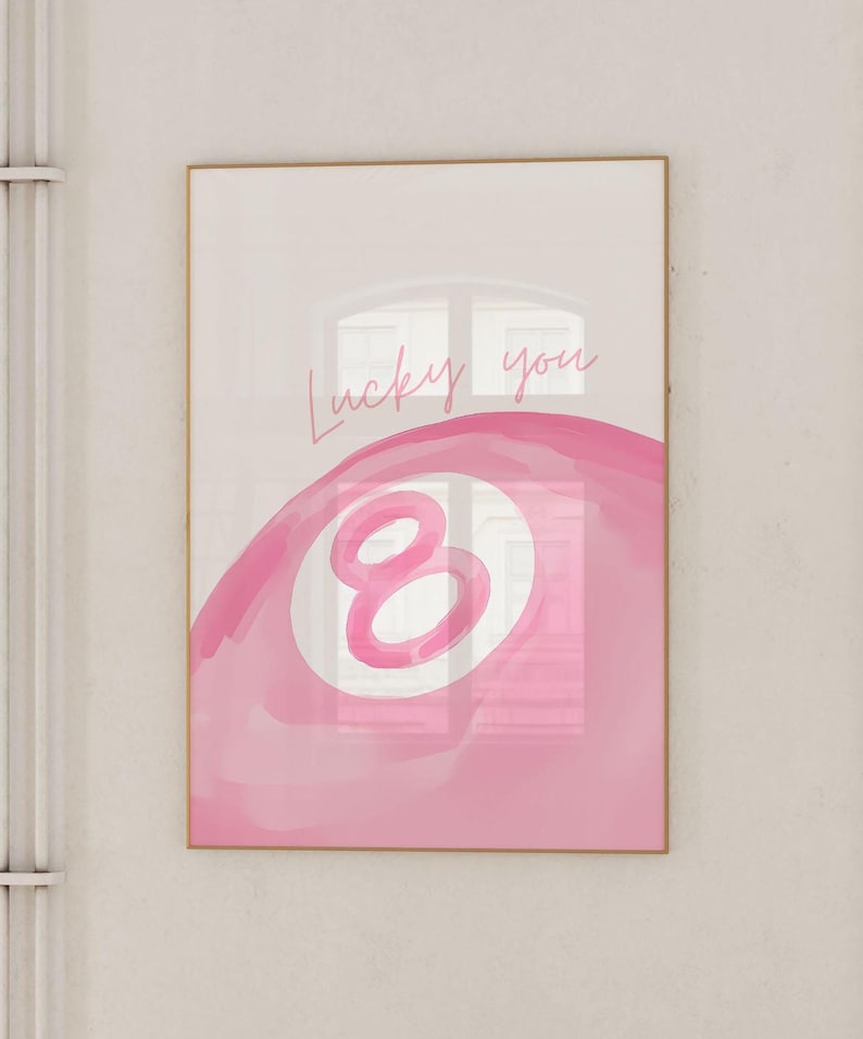 8 Ball Retro Print Aesthetic Posters Cool Wall Art Apartment Decor Pink ...