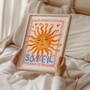 Soleil Watercolor Sun Print: Vintage Coastal Wall Art (digital Download ...