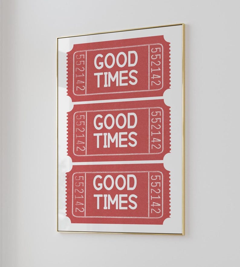 Good Times Red Ticket Print Retro Wall Art Trendy Printable Art Retro ...