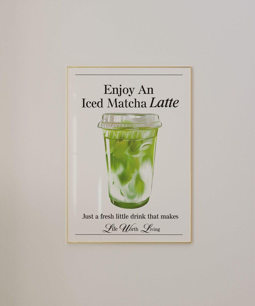 Iced Matcha Latte Print Retro Aesthetic Prints Kitchen Wall Decor Bar ...