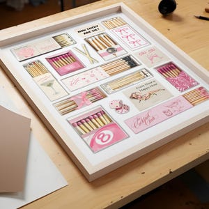Trendy Matchbook Pink Poster Vintage Matchbox Print Retro Pink Matches ...