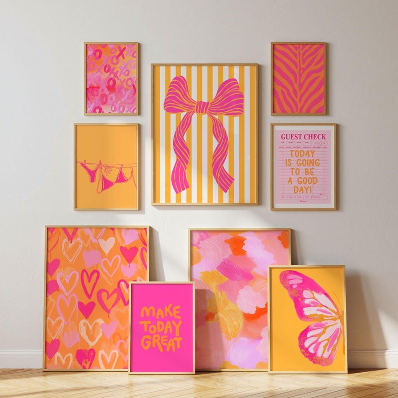 Pink Orange Yellow Graphics - Etsy UK