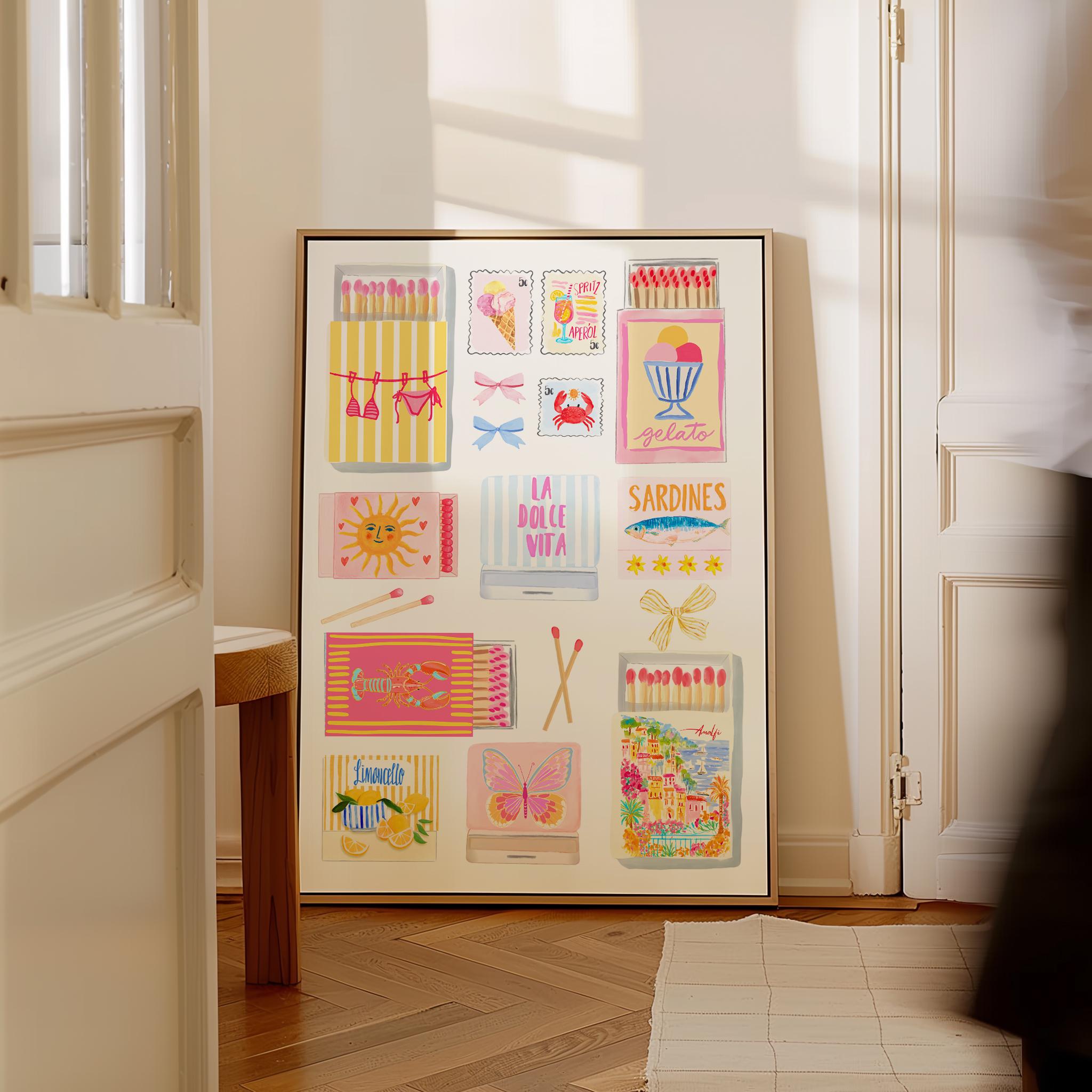 Coastal Hand Painted Matchbox Pastel Print Matchbox Print Matches ...