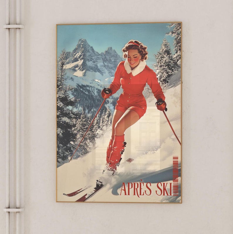 Retro Après Ski Wall Art, Magazine Cover Print, Trendy Poster, Girl ...