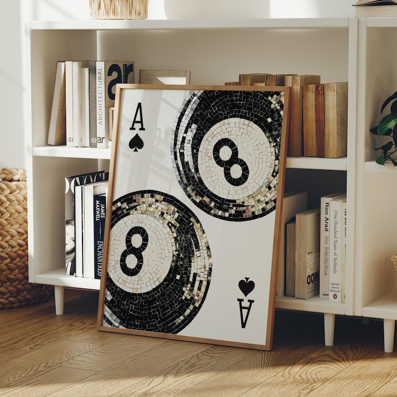 Ace Card 8 Ball Digital Print Extra Lucky 8 Pool Ball Poster ...