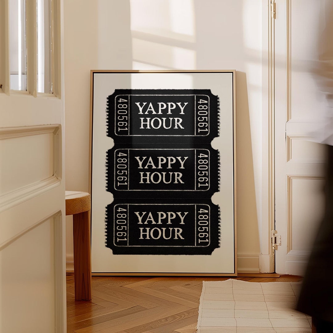Yappy Hour Black and White Digital Print Trendy Wall Decor Wall Art Bar ...