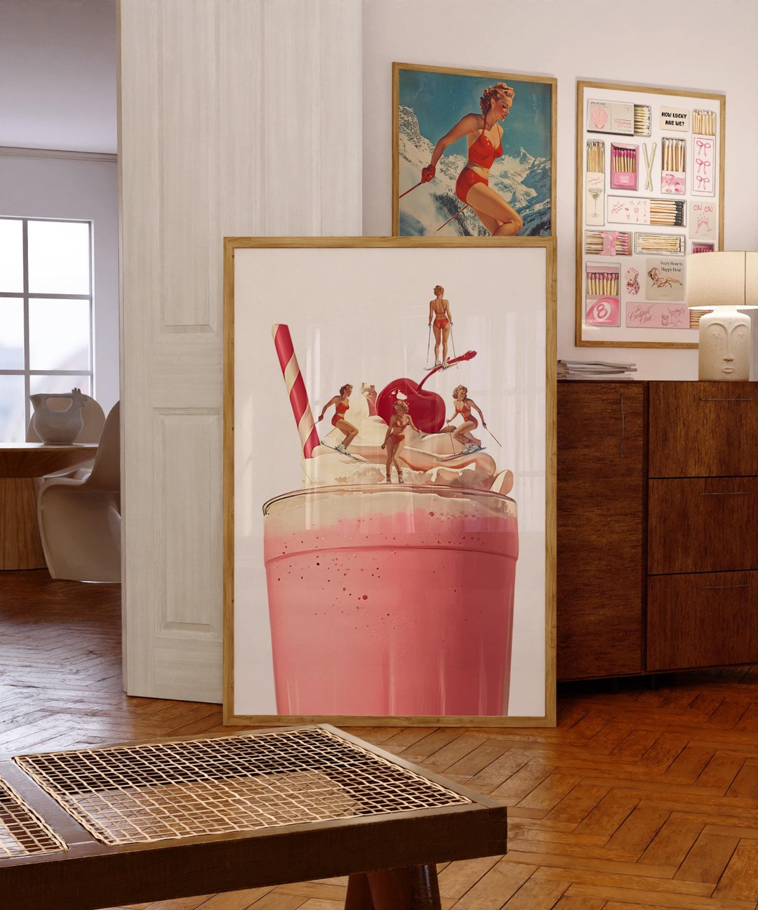 Retro Pinky Ski Wall Art, Magazine Cover Print, Trendy Cherry Poster ...