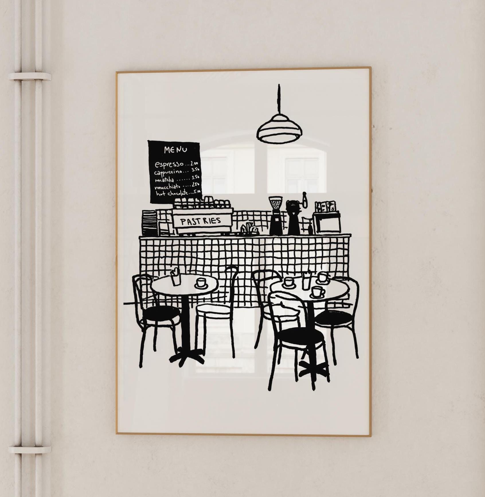Coffee Shop Minimalist Wall Art Digital Print Coffee Lover Decor Black ...