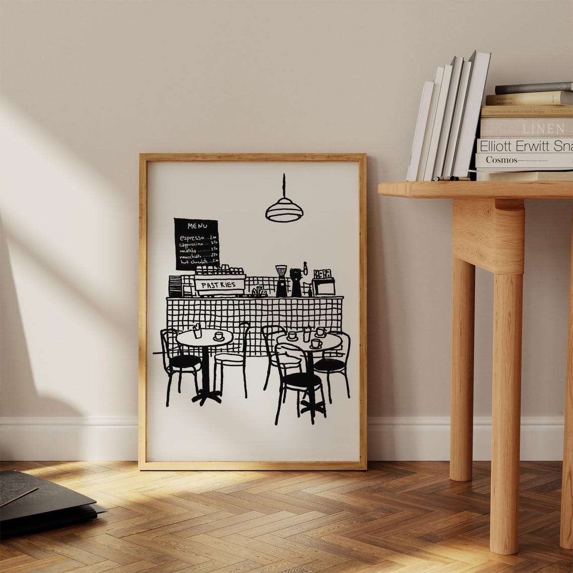 Coffee Shop Minimalist Wall Art Digital Print Coffee Lover Decor Black ...