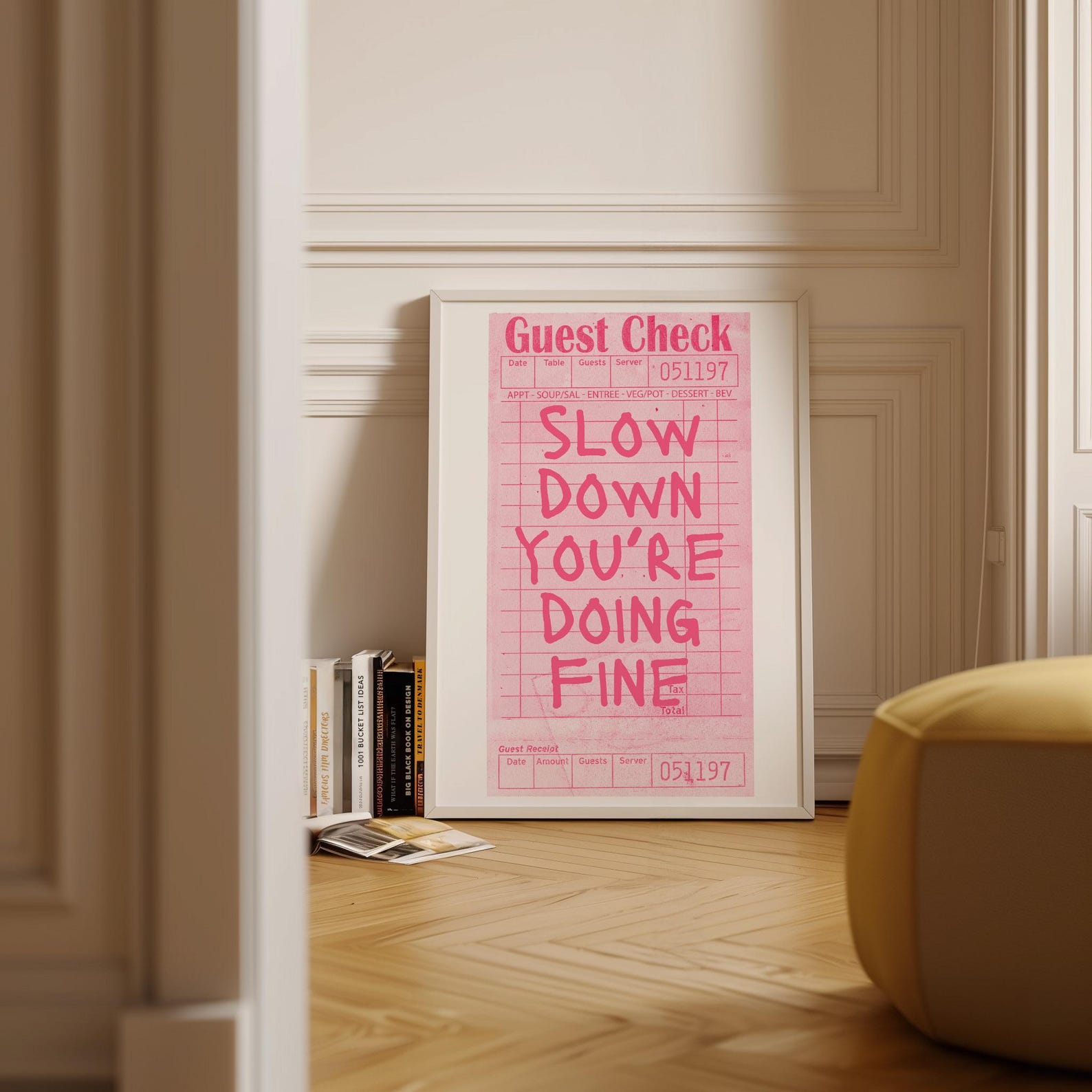 Guest Check Print Trendy Wall Art Pink Print Guest Check Poster Preppy ...
