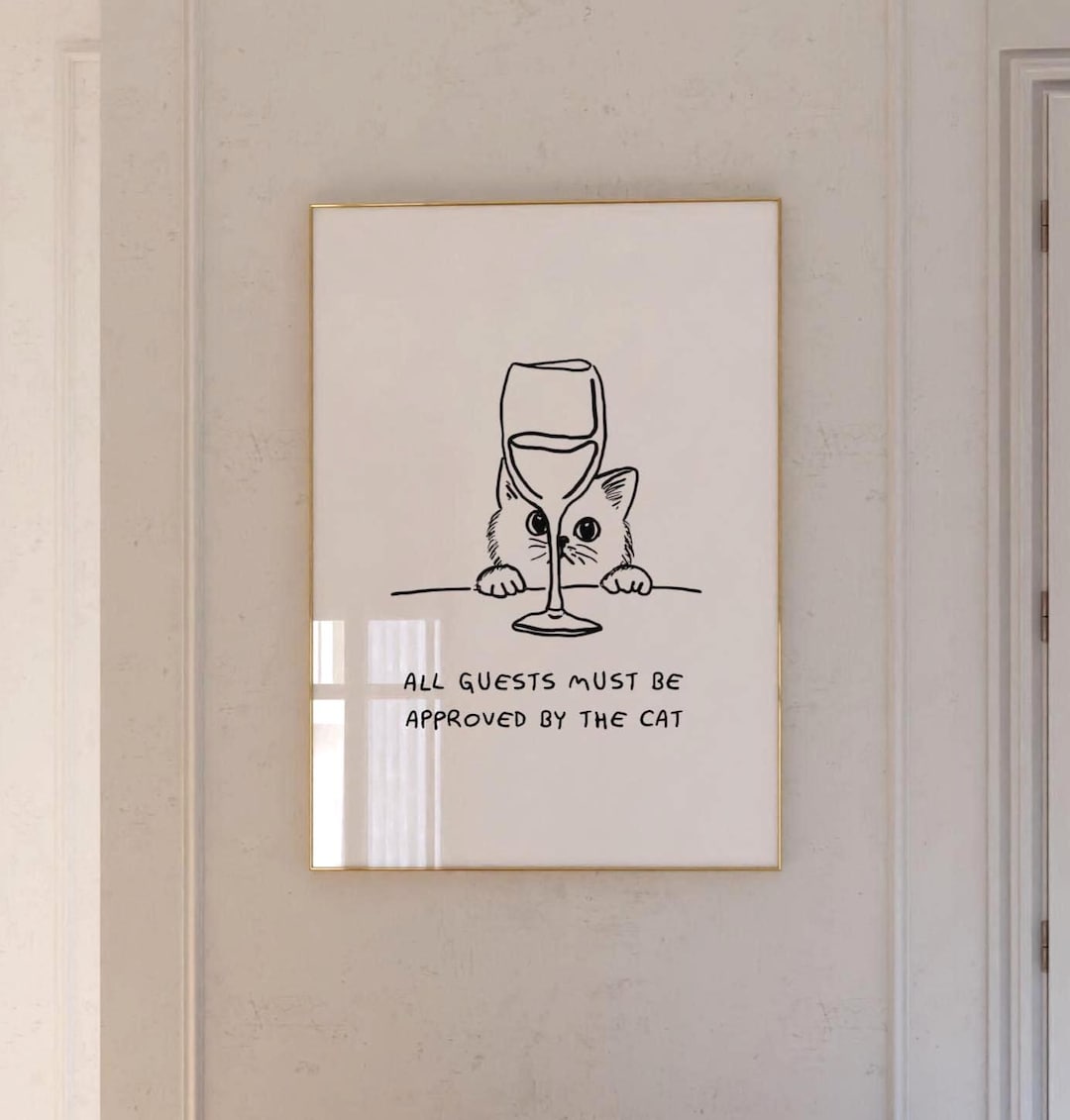 All Guests Must Be Approved by the Cat Funny Wall Art Print Minimalist ...