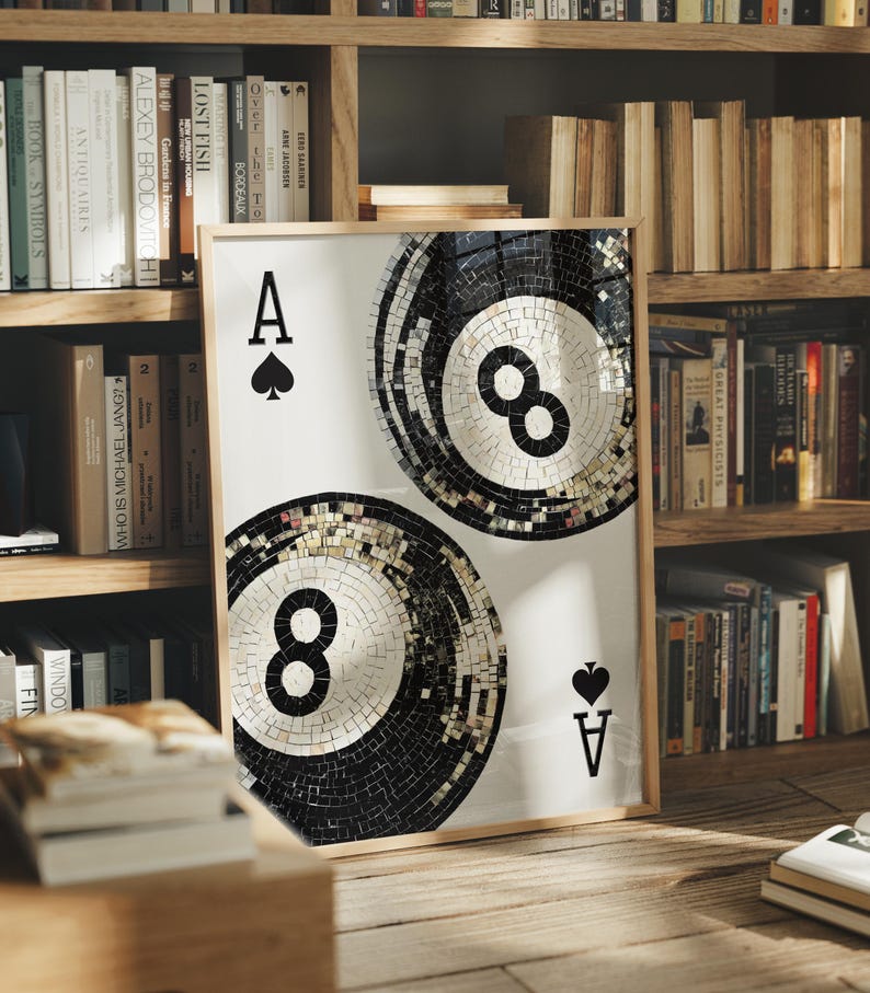 Ace Card 8 Ball Digital Print Extra Lucky 8 Pool Ball Poster ...