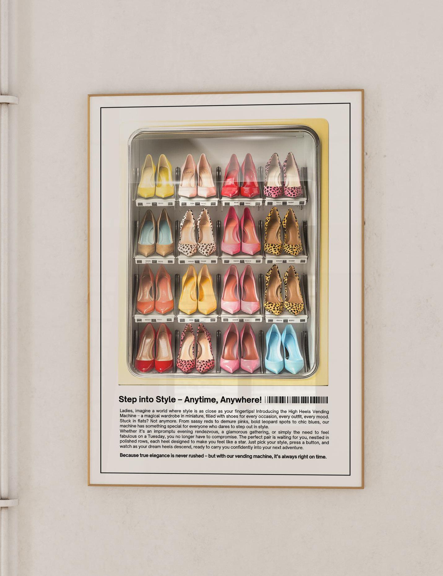 Vintage High Heels Vending Machine Digital Art Print Retro Style Shoe ...