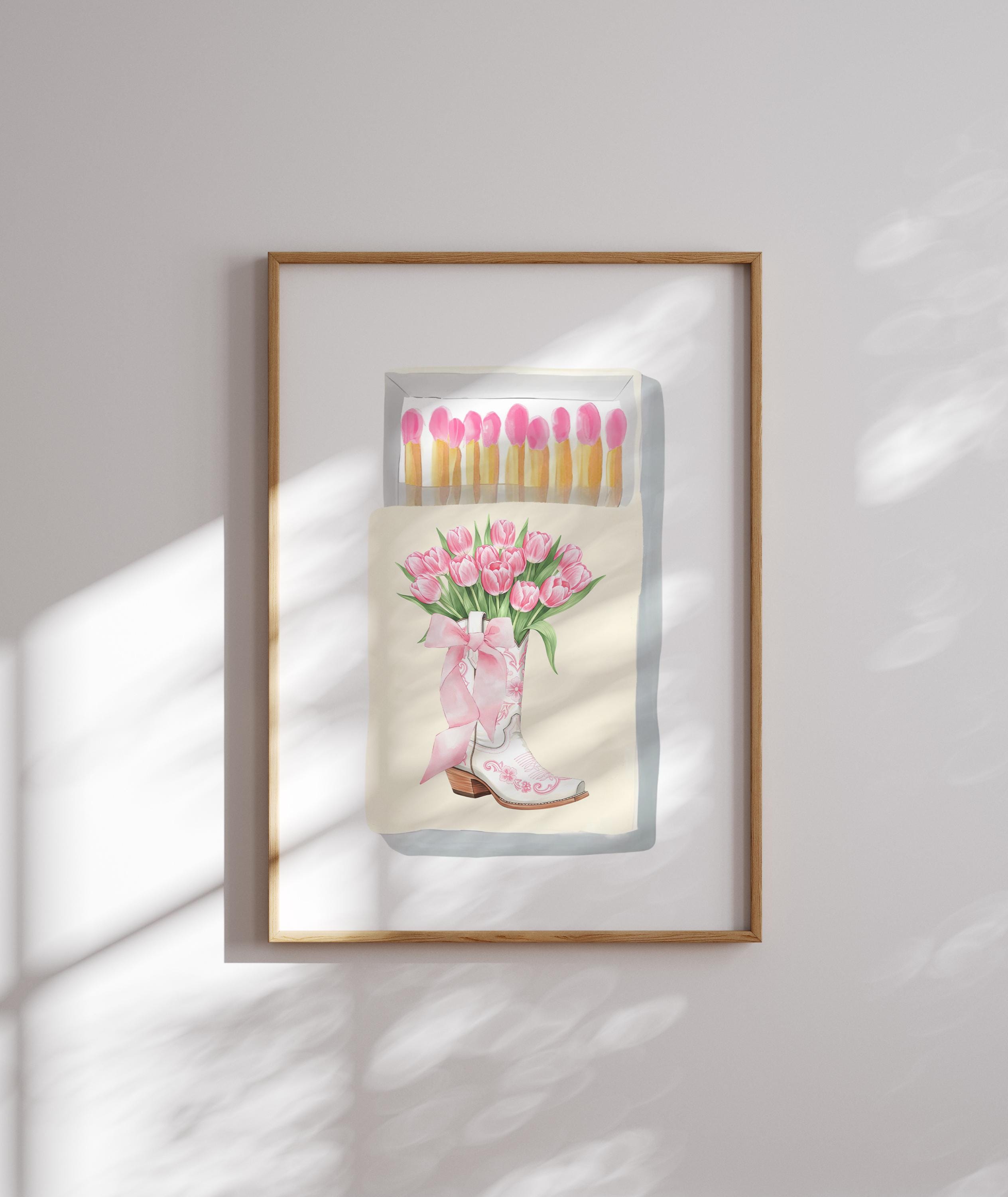 Cowboy Boots Hand Painted Matchbox Pastel Print Vintage Matchbox Print ...