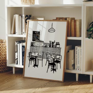 Coffee Shop Minimalist Wall Art Digital Print Coffee Lover Decor Black ...