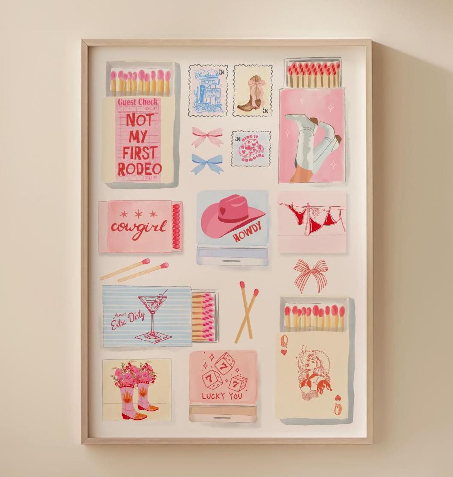 Coastal Cowgirl Hand Painted Matchbox Pastel Print Howdy Matchbox Print ...