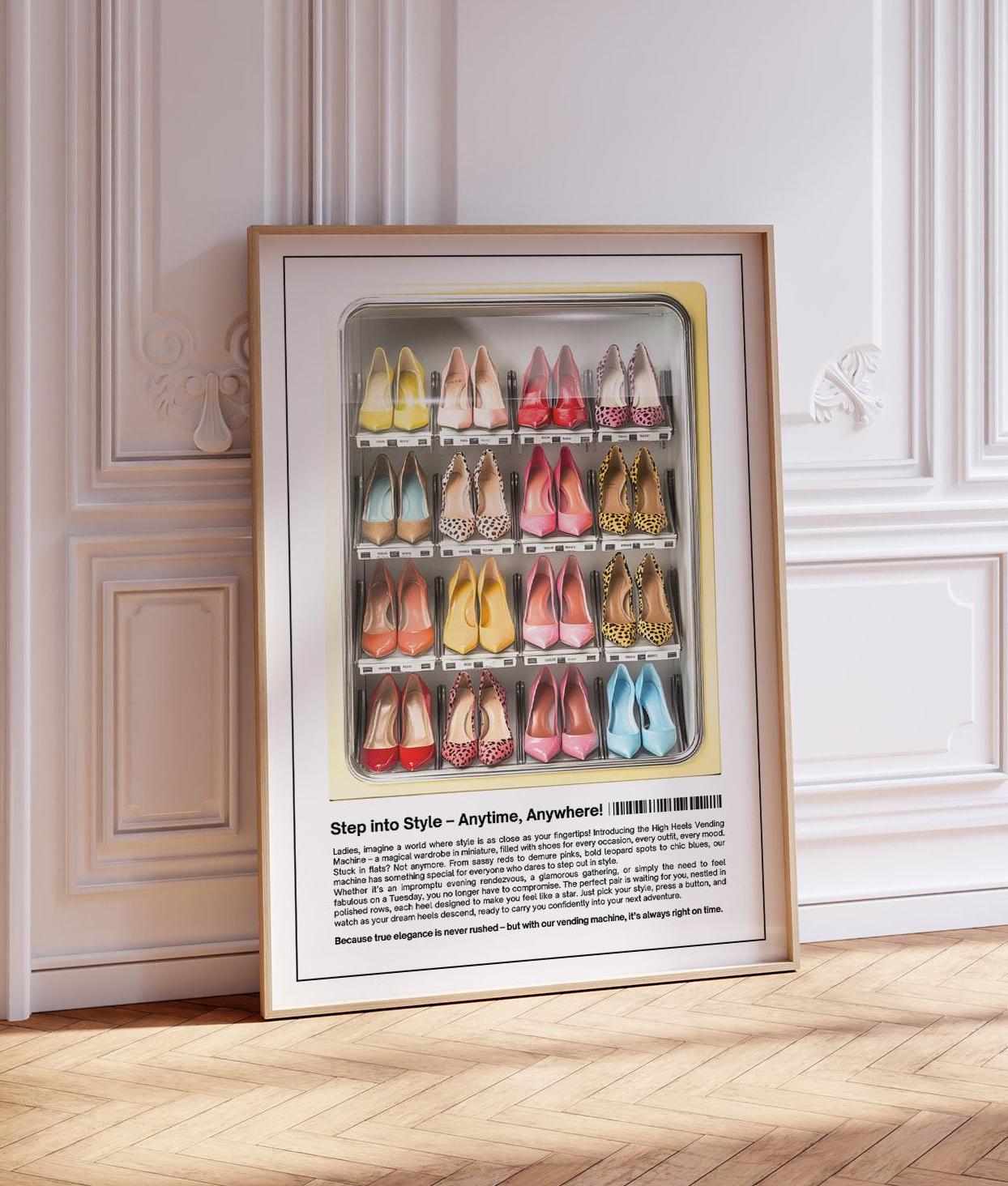 Vintage High Heels Vending Machine Digital Art Print Retro Style Shoe ...