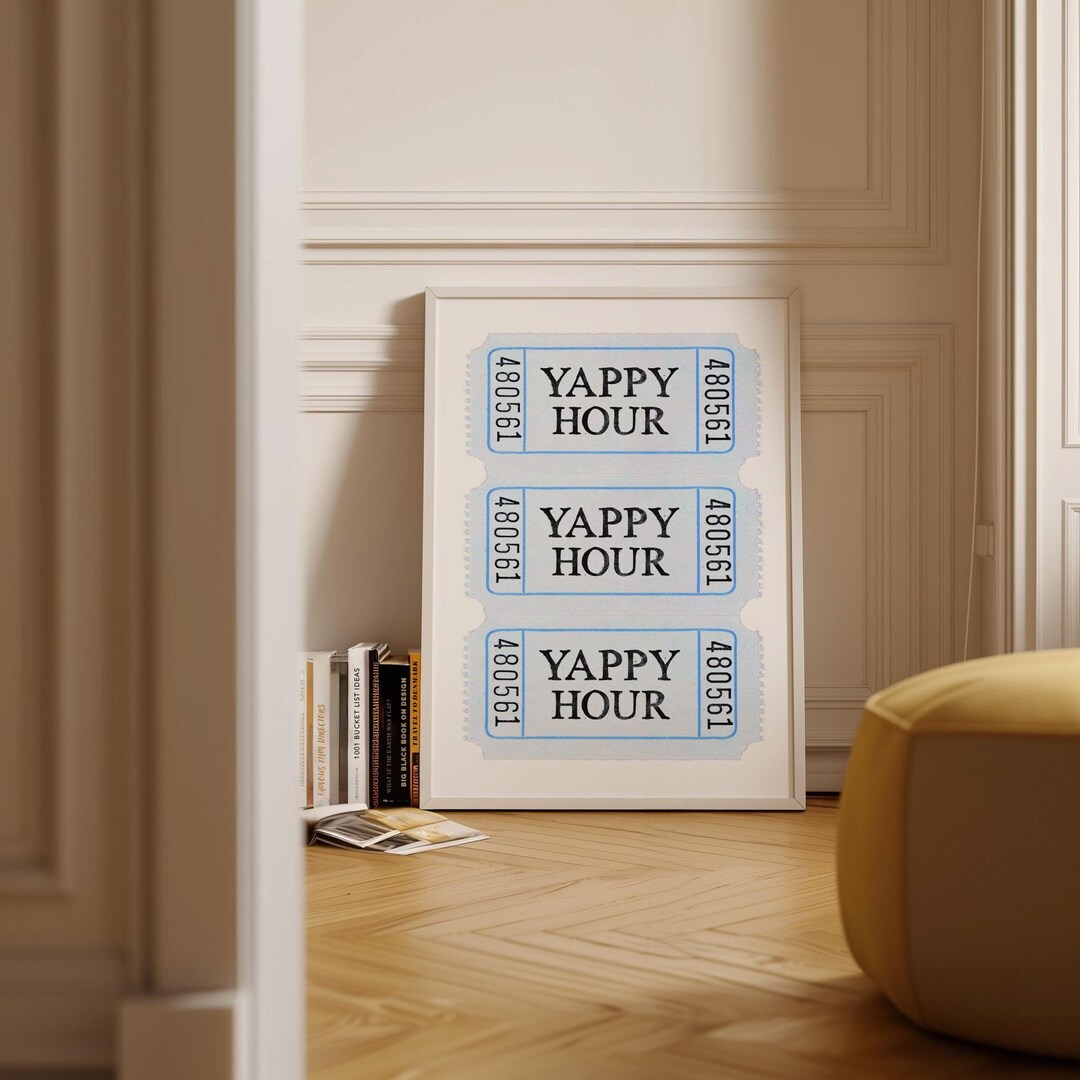 Yappy Hour Baby Blue Digital Print Trendy Wall Decor Wall Art Bar Cart ...