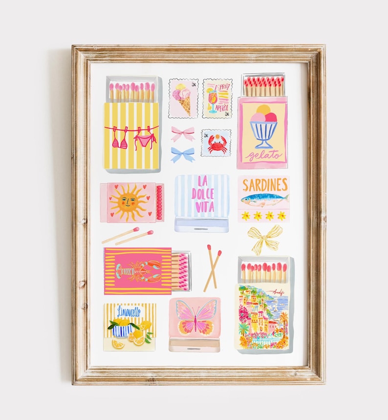 Coastal Hand Painted Matchbox Pastel Print Matchbox Print Matches ...