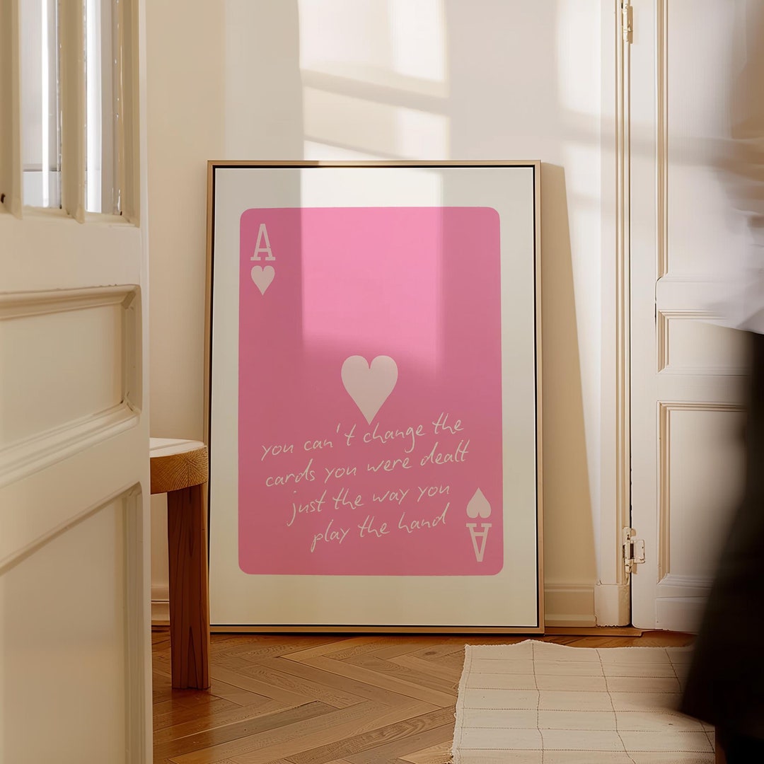 Pink Ace Card Wall Art Prints Girly Wall Decor College Dorm Apartment ...