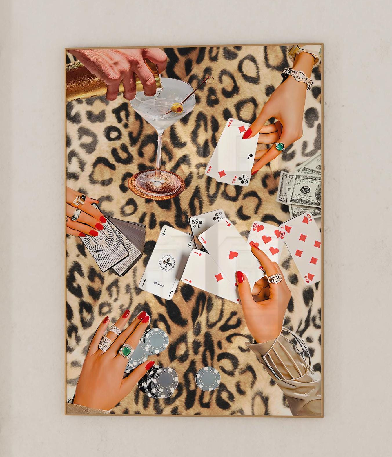 Vintage Leopard Cheetah Print Playing Cards Wall Print Retro Poker ...
