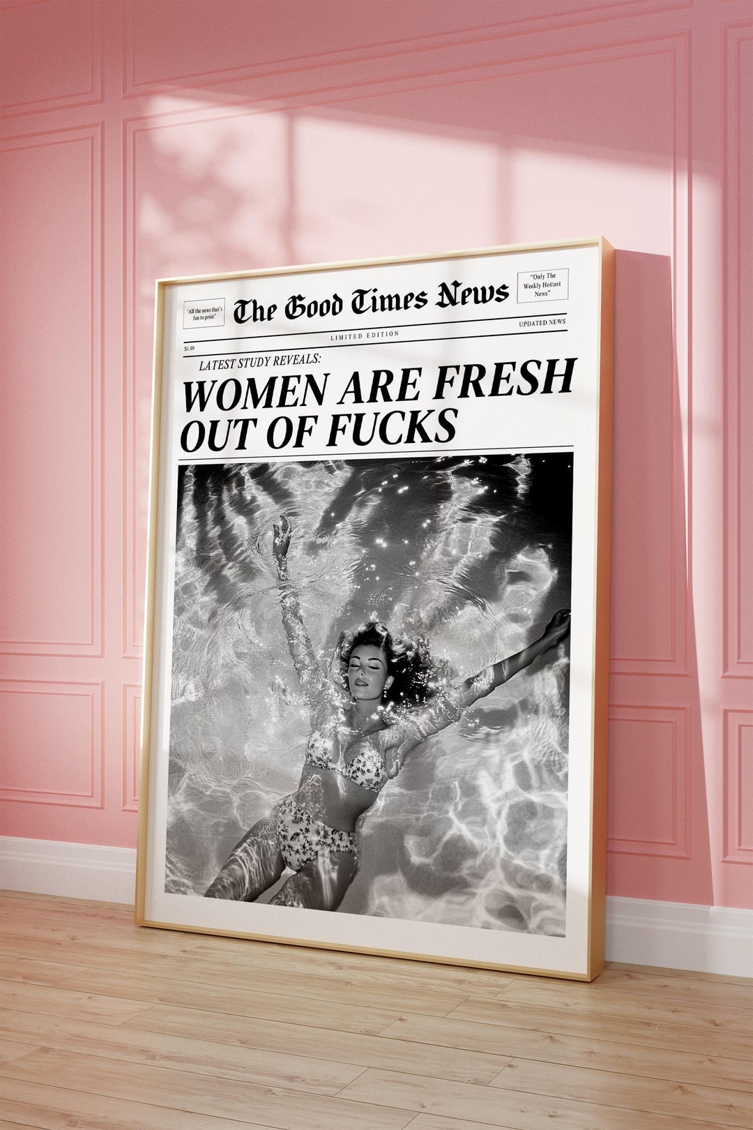 Black and White Wall Art Good Times News Trendy Wall Prints Newspaper ...