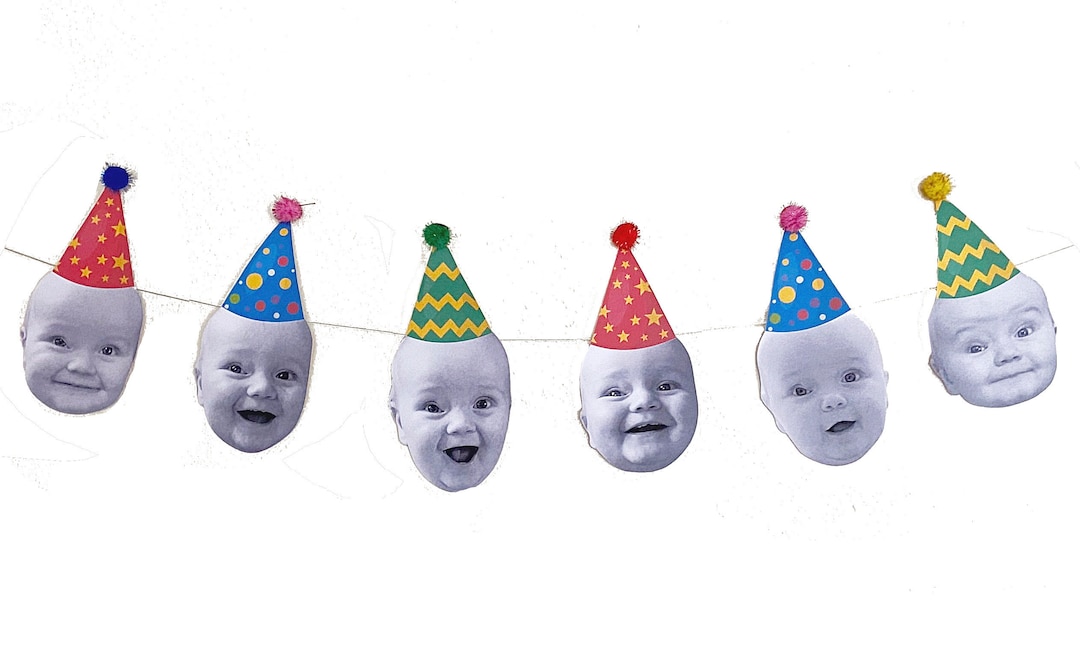 Photo Face Multi Colour Bunting Banner Cutout Kids Birthday Party ...