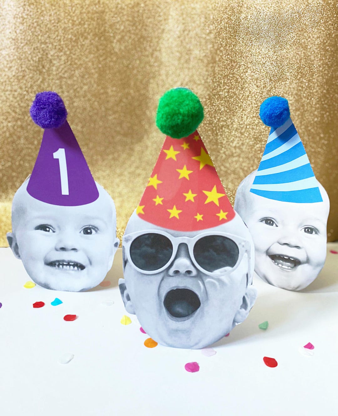 Photo Face Pom Pom Birthday Card, Custom Celebration Greetings - Etsy
