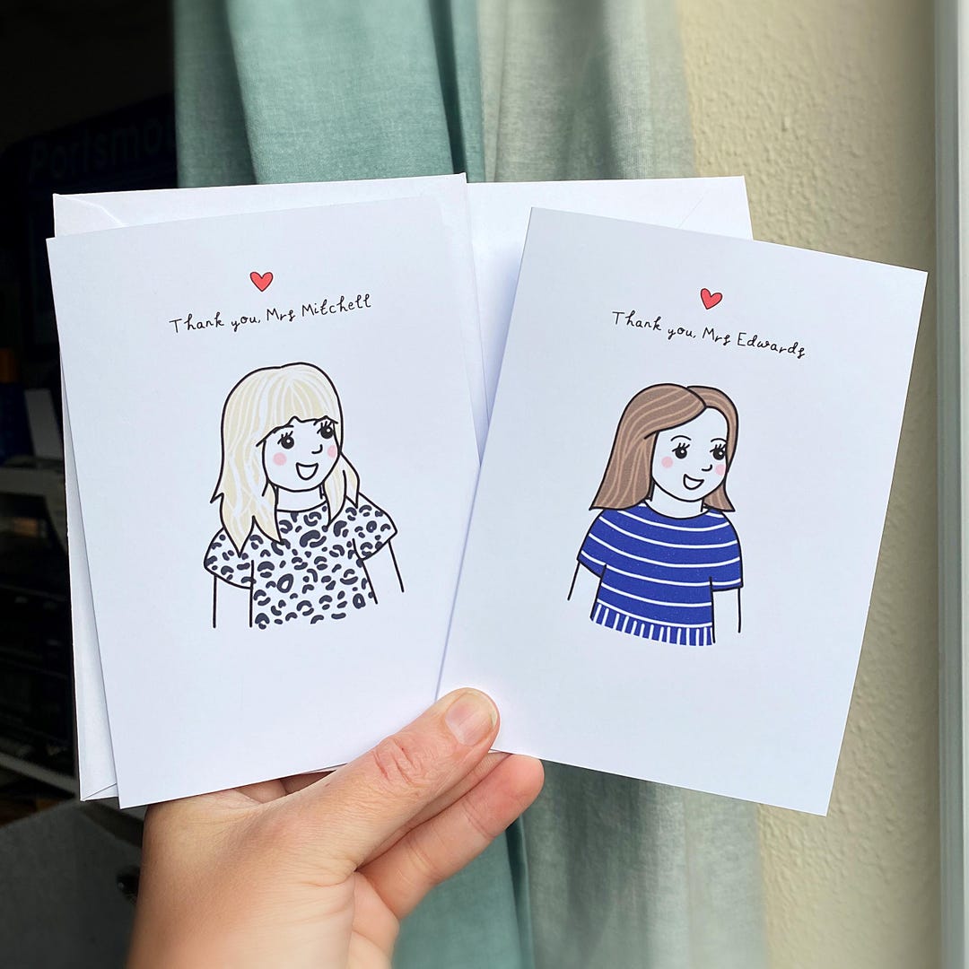 Teacher End of Year Thank You Cards Portrait Gift - Etsy