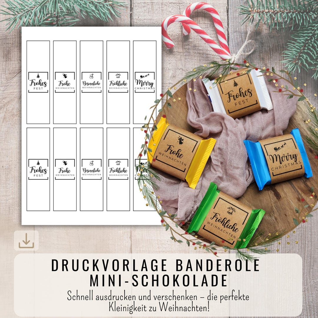 Printable Mini Chocolate Bar Wrapper Template for Christmas | Small ...