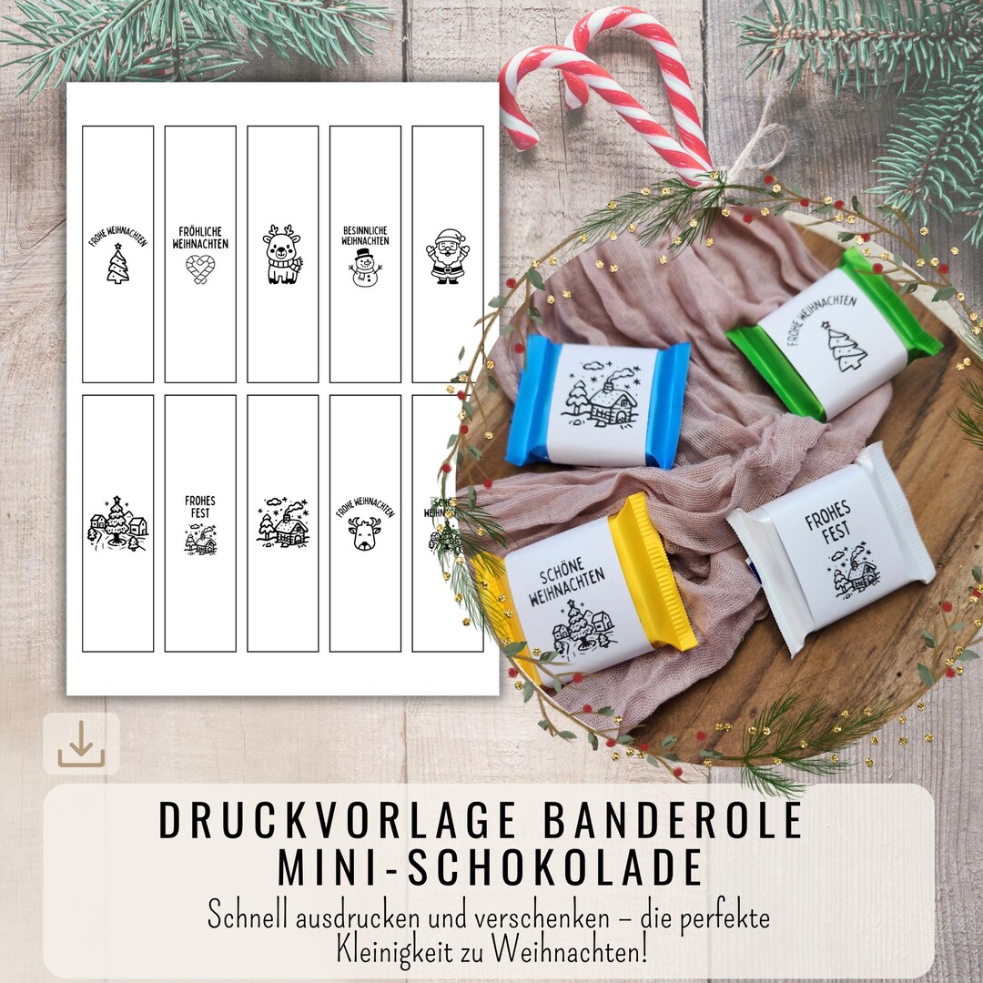 Printable Mini Chocolate Bar Wrapper Template for Christmas | Small ...